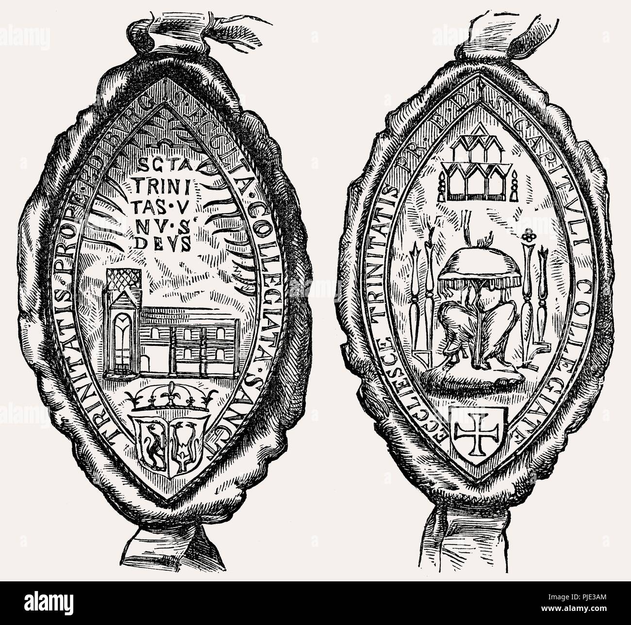 17th century illustration of trinity college hi-res stock photography ...