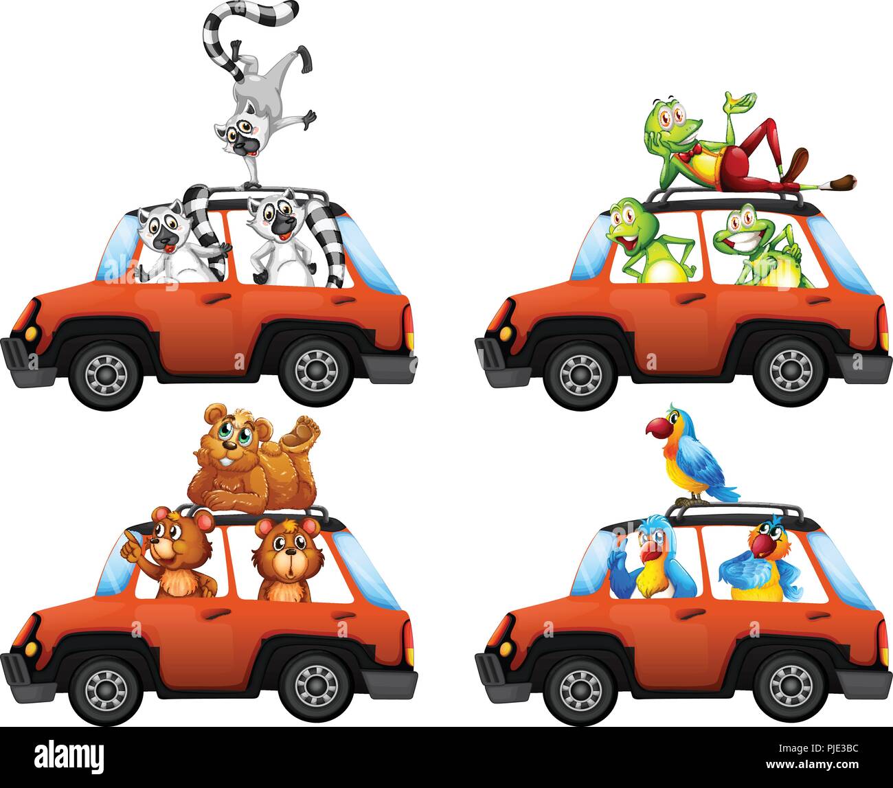 A set of animals in car illustration Stock Vector Image & Art - Alamy