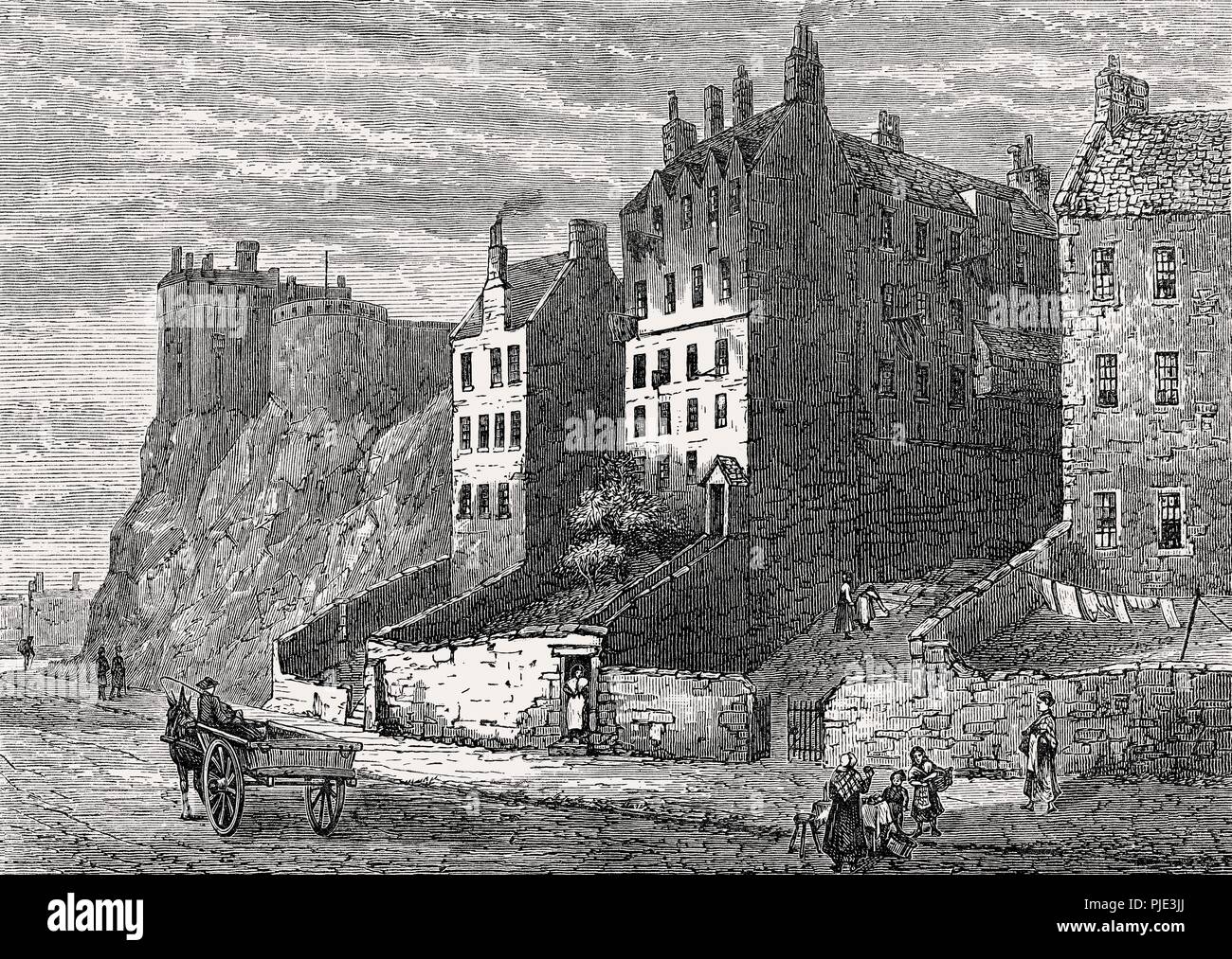 Edinburgh Castle Road, Edinburgh, Scotland, 19th century Stock Photo ...