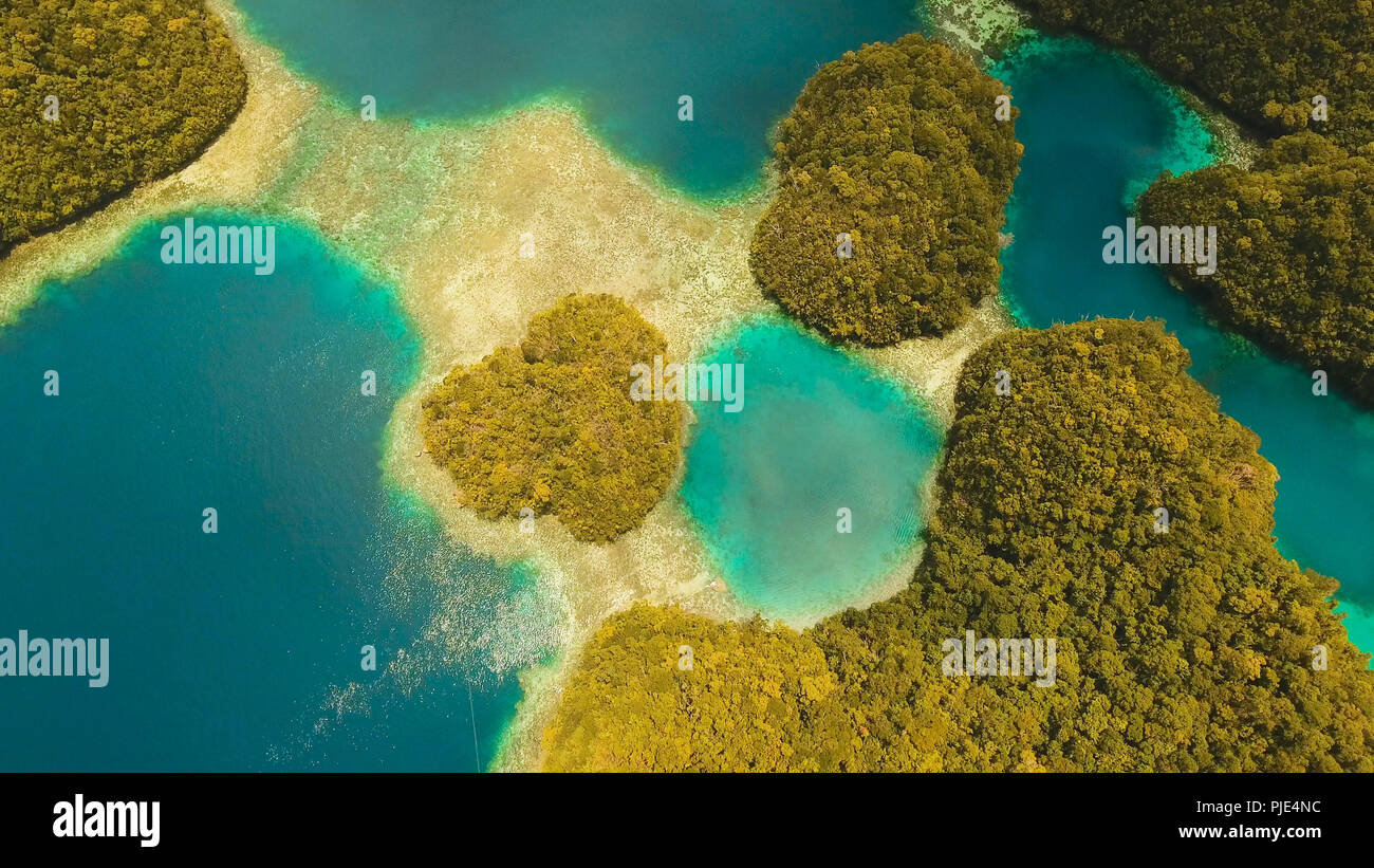 Aerial view: Bucas Grande Island, Sohoton Cove. Philippines. Tropical ...