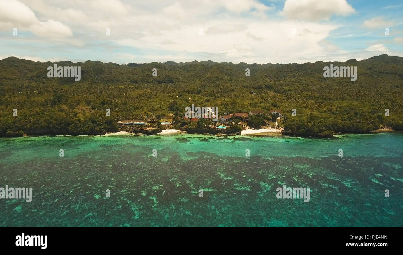 Aerial view of tropical beach on the island Bohol, Anda area ...
