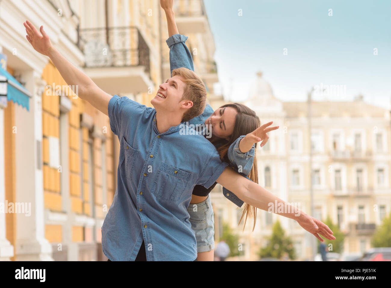 Flying planes from beautiful couple Stock Photo - Alamy