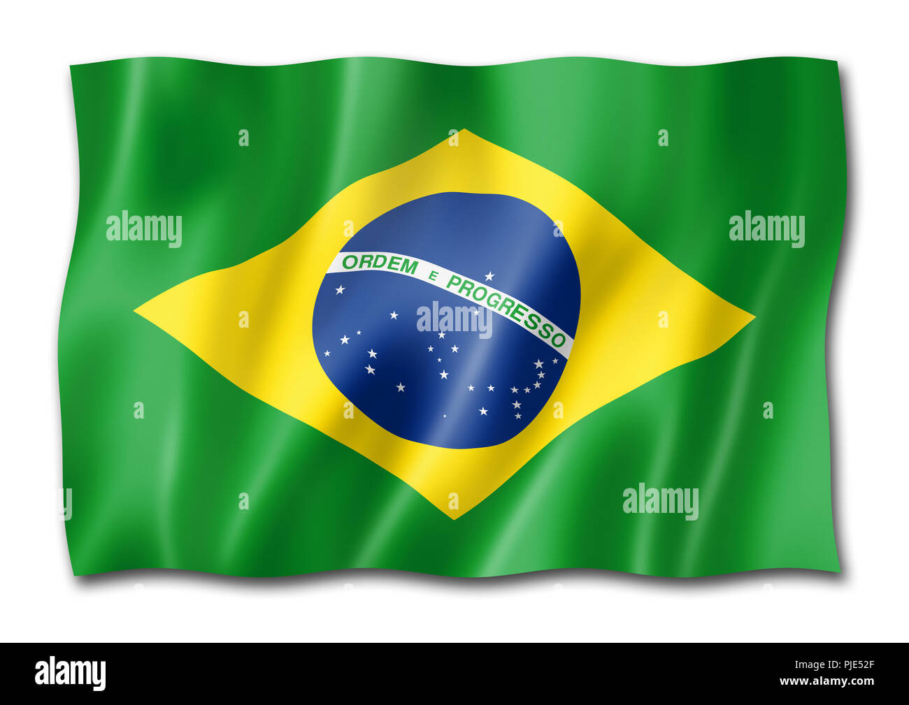 Brazil flag, three dimensional render, isolated on white Stock Photo ...
