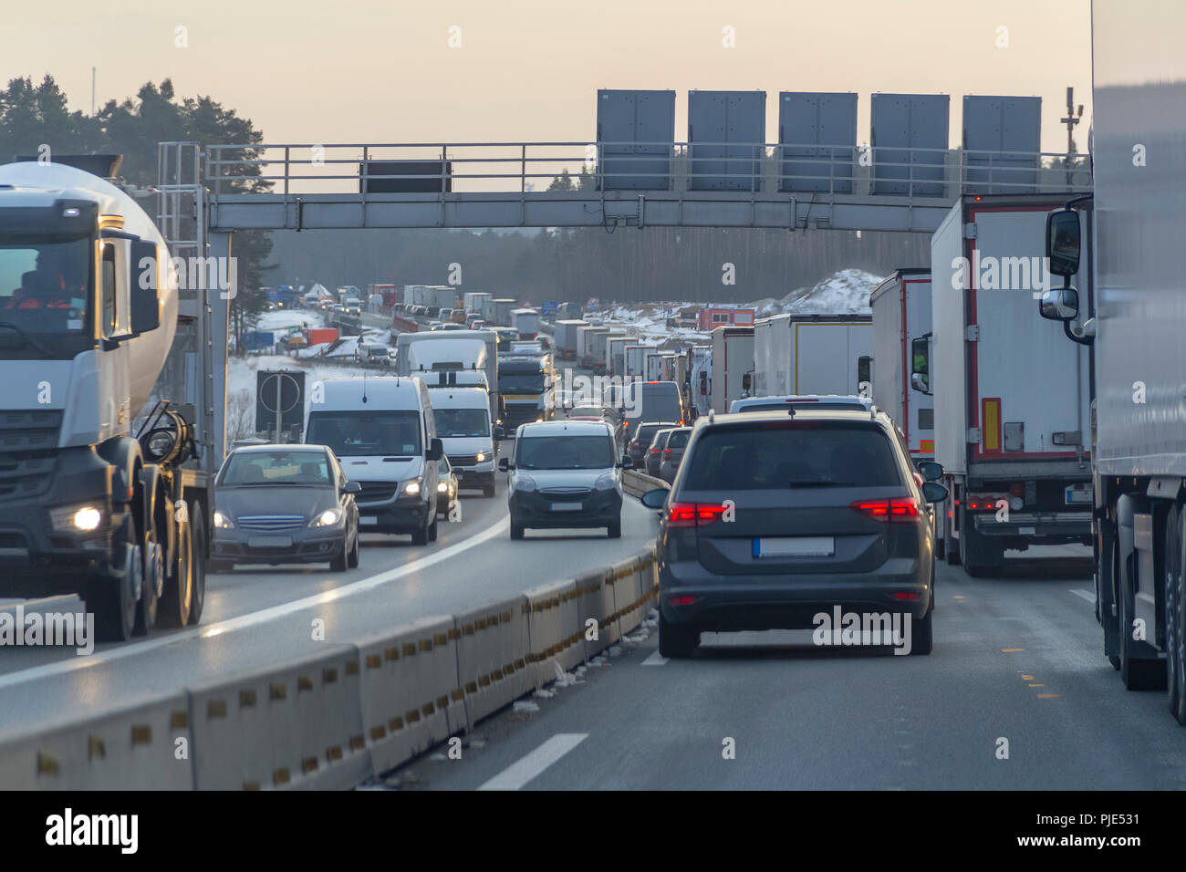 road scenery on a highway at evening time Stock Photo - Alamy
