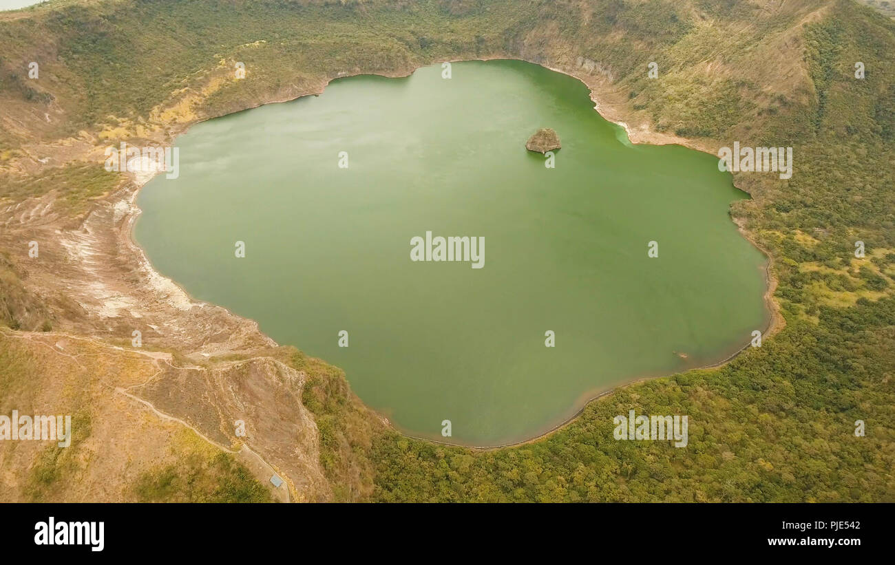 Aerial view Lake crater at Taal Volcano on Luzon Island North of Manila ...