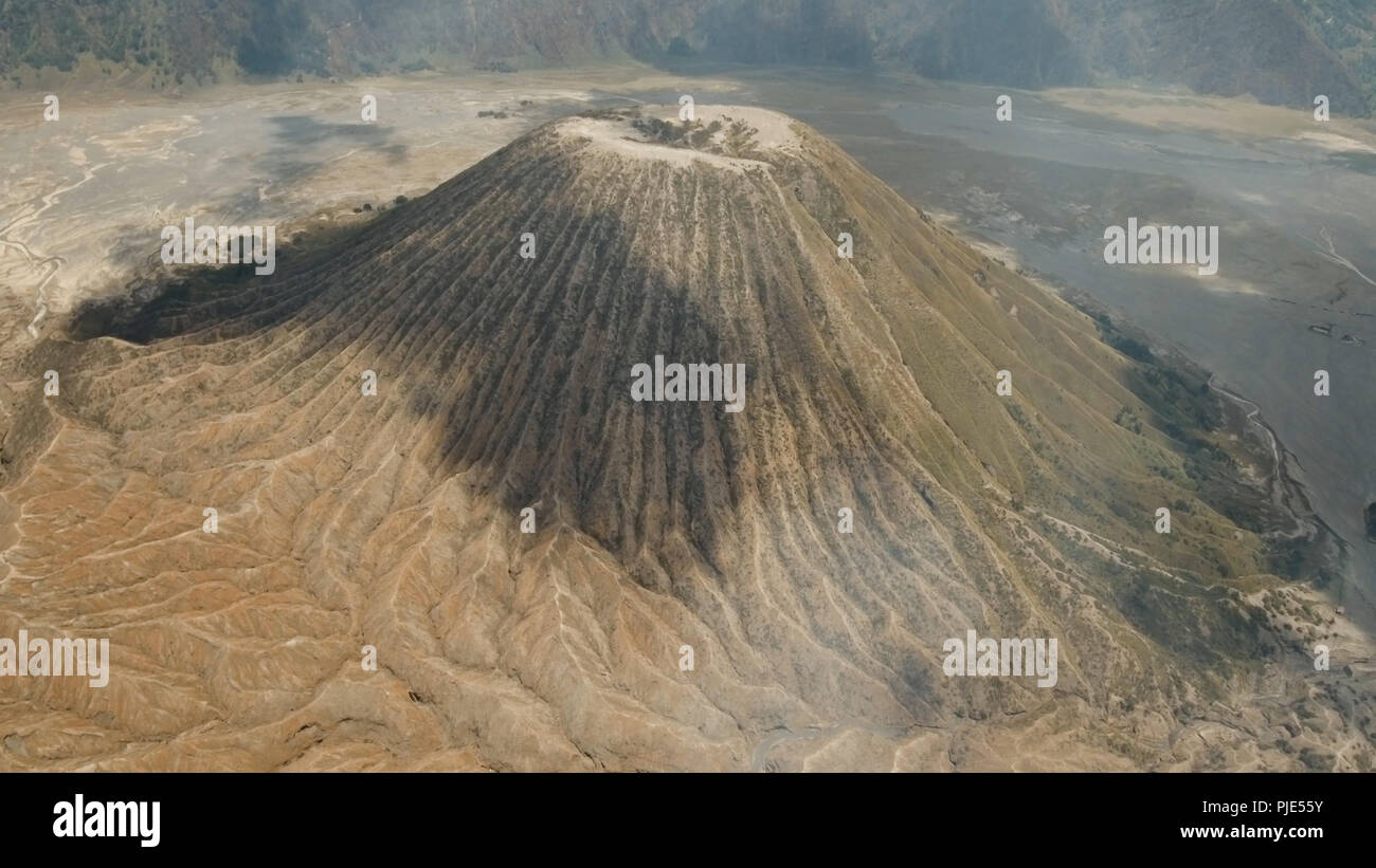 Volcano in the mountains in East Jawa, Indonesia. Aerial view of ...
