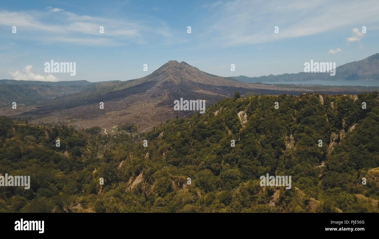 Aerial view of Mount Batur Volcano in Kintamani. Bali volcano, also ...