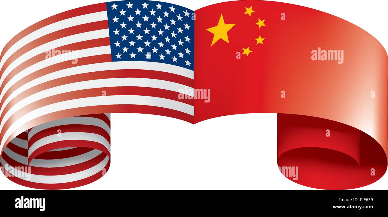 usa and China flags. Vector illustration on white background Stock ...