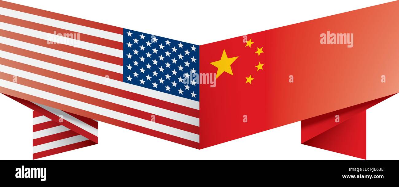 usa and China flags. Vector illustration on white background Stock ...