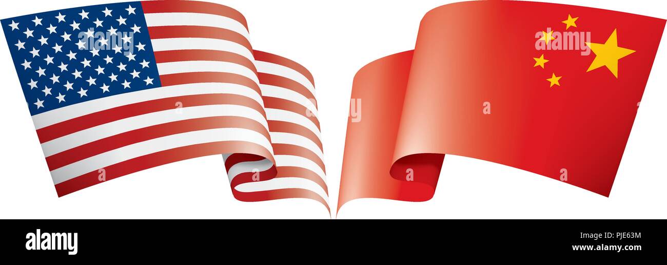 usa and China flags. Vector illustration on white background Stock ...