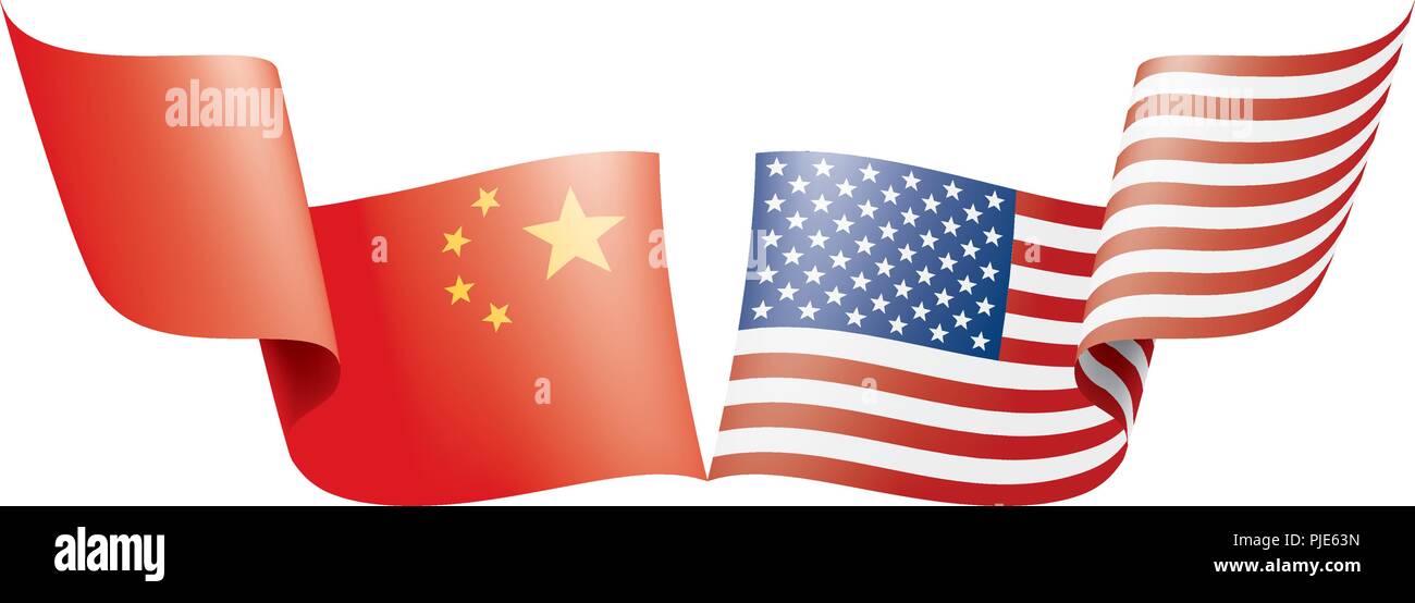 usa and China flags. Vector illustration on white background Stock ...