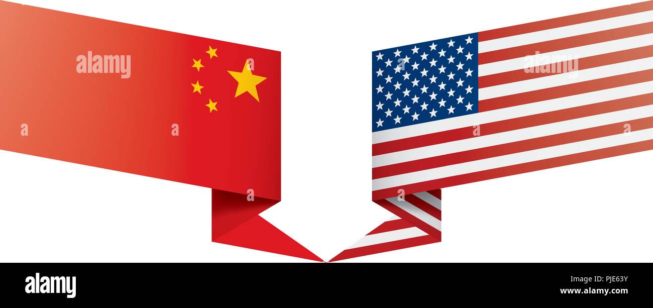 usa and China flags. Vector illustration on white background Stock ...