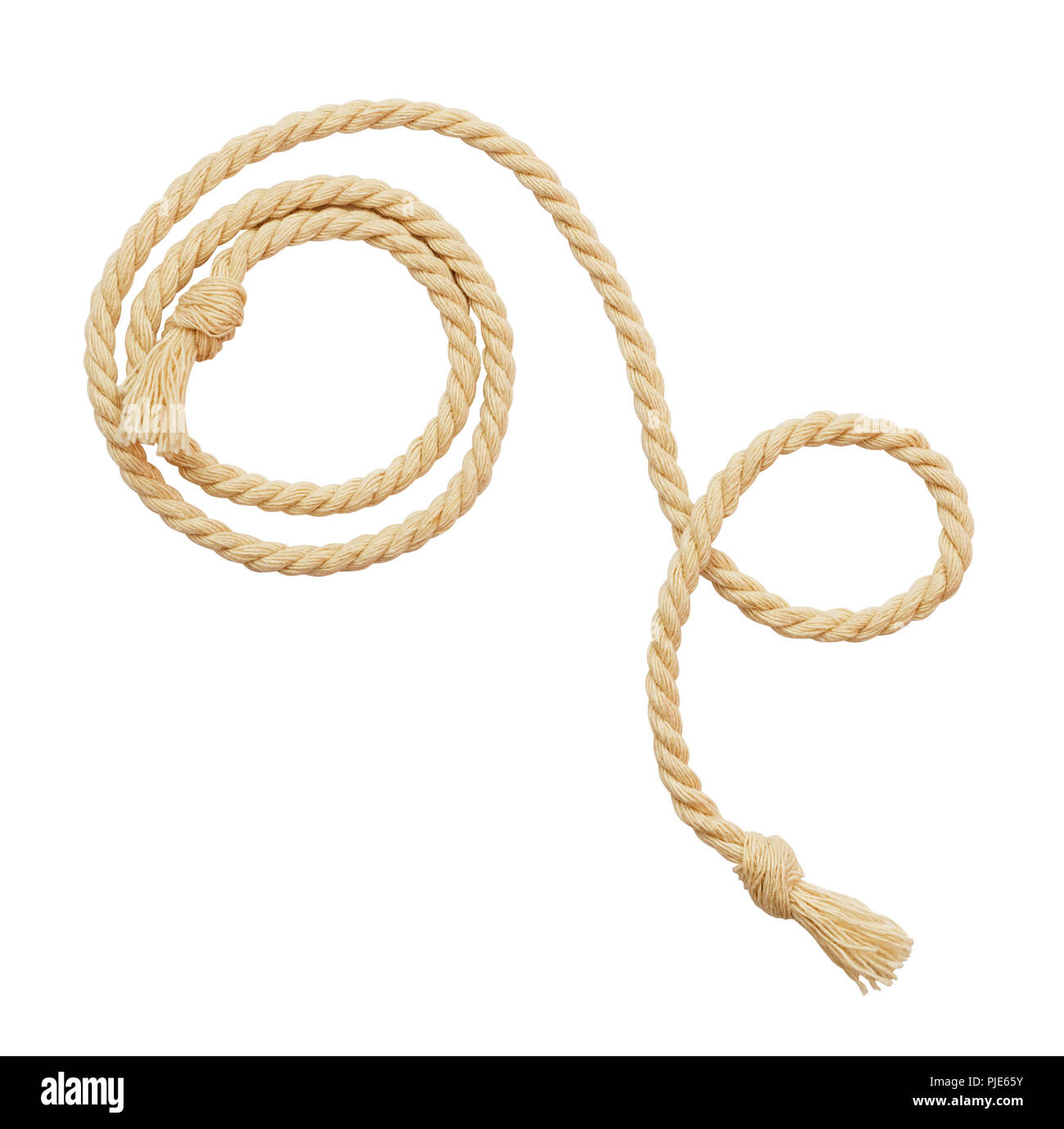 Cotton rope in arrangement isolated on white background. Flat lay. Top ...