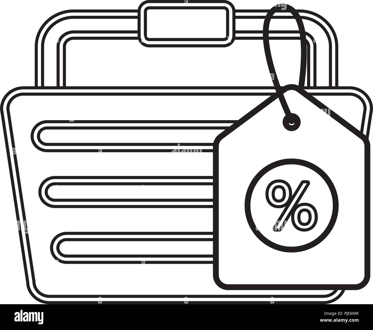 shopping basket and discount tag icon over white background, vector ...