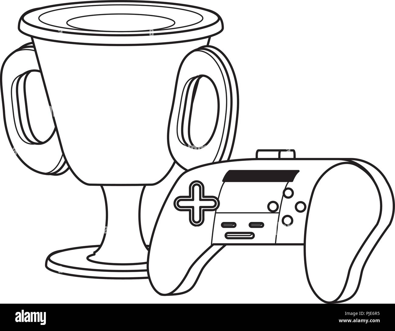 trophy and game controller icon over white background, vector ...