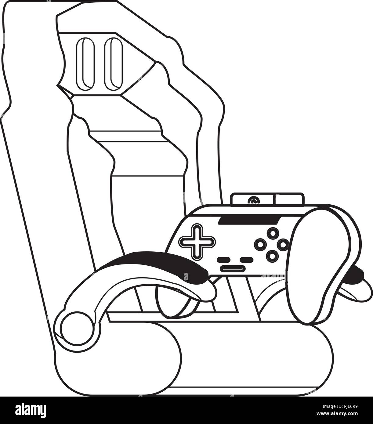 gaming chair and game controller icon over white background, vector ...