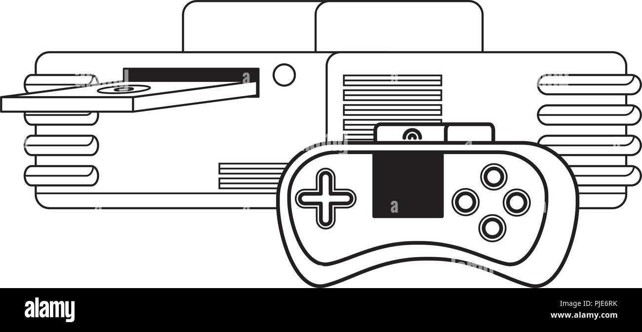retro game controller and console icon over white background, vector ...