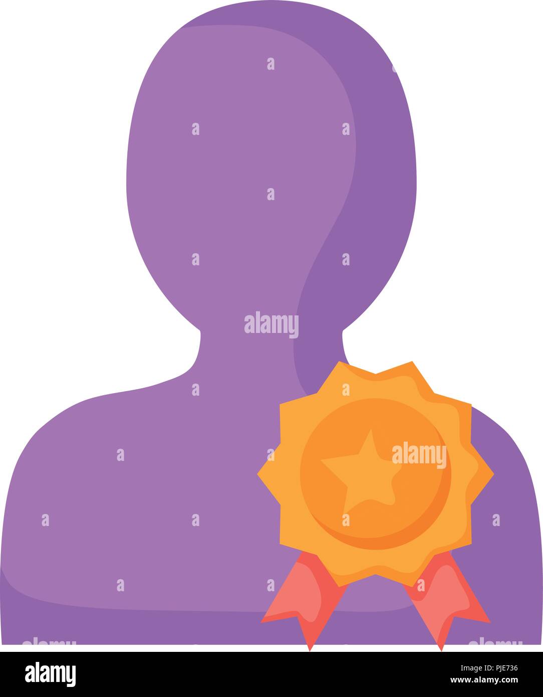 avatar man and medal icon over white background, vector illustration ...