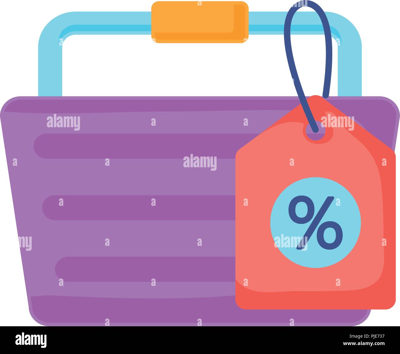 shopping basket and discount tag icon over white background, vector ...