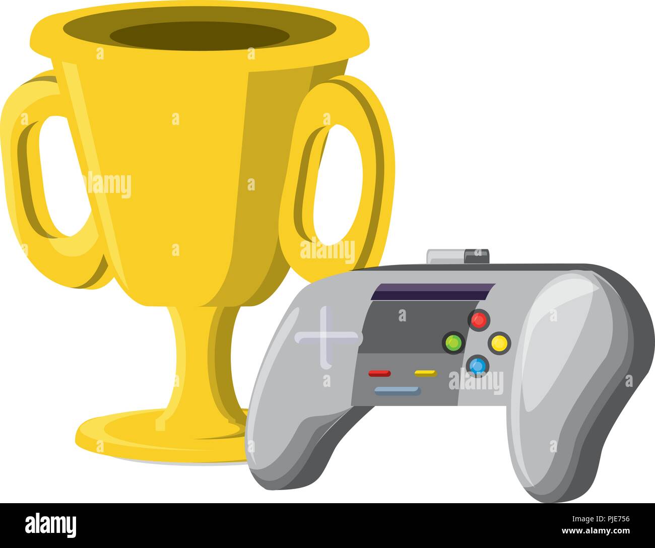 trophy and game controller icon over white background, vector ...