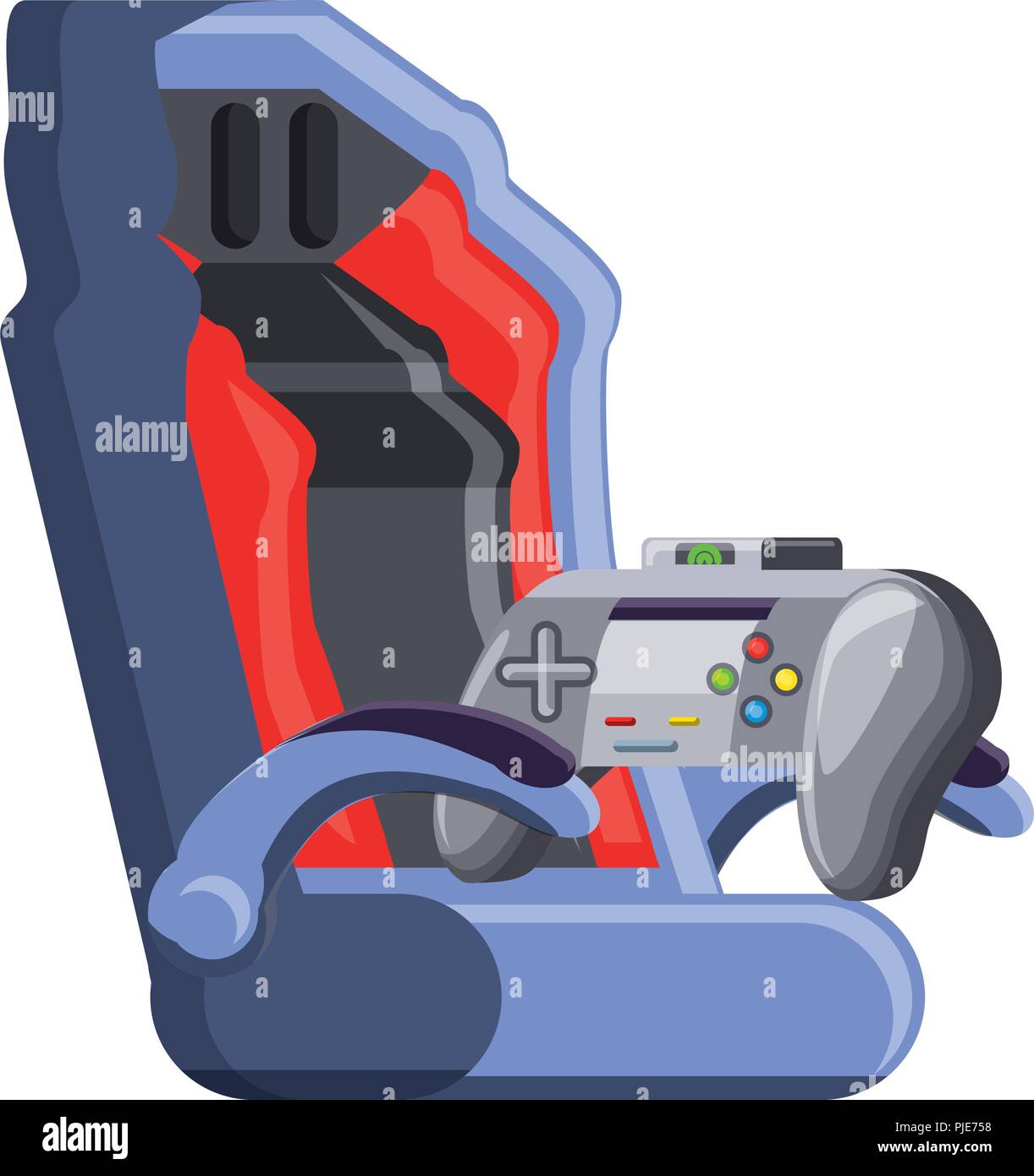 gaming chair and game controller icon over white background, vector ...