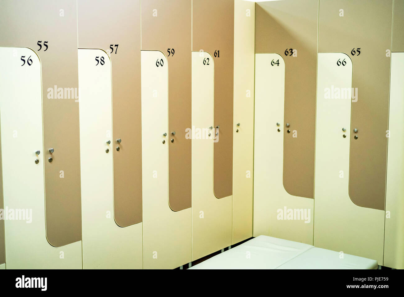 Wooden lockers in sports gym locker room Stock Photo - Alamy