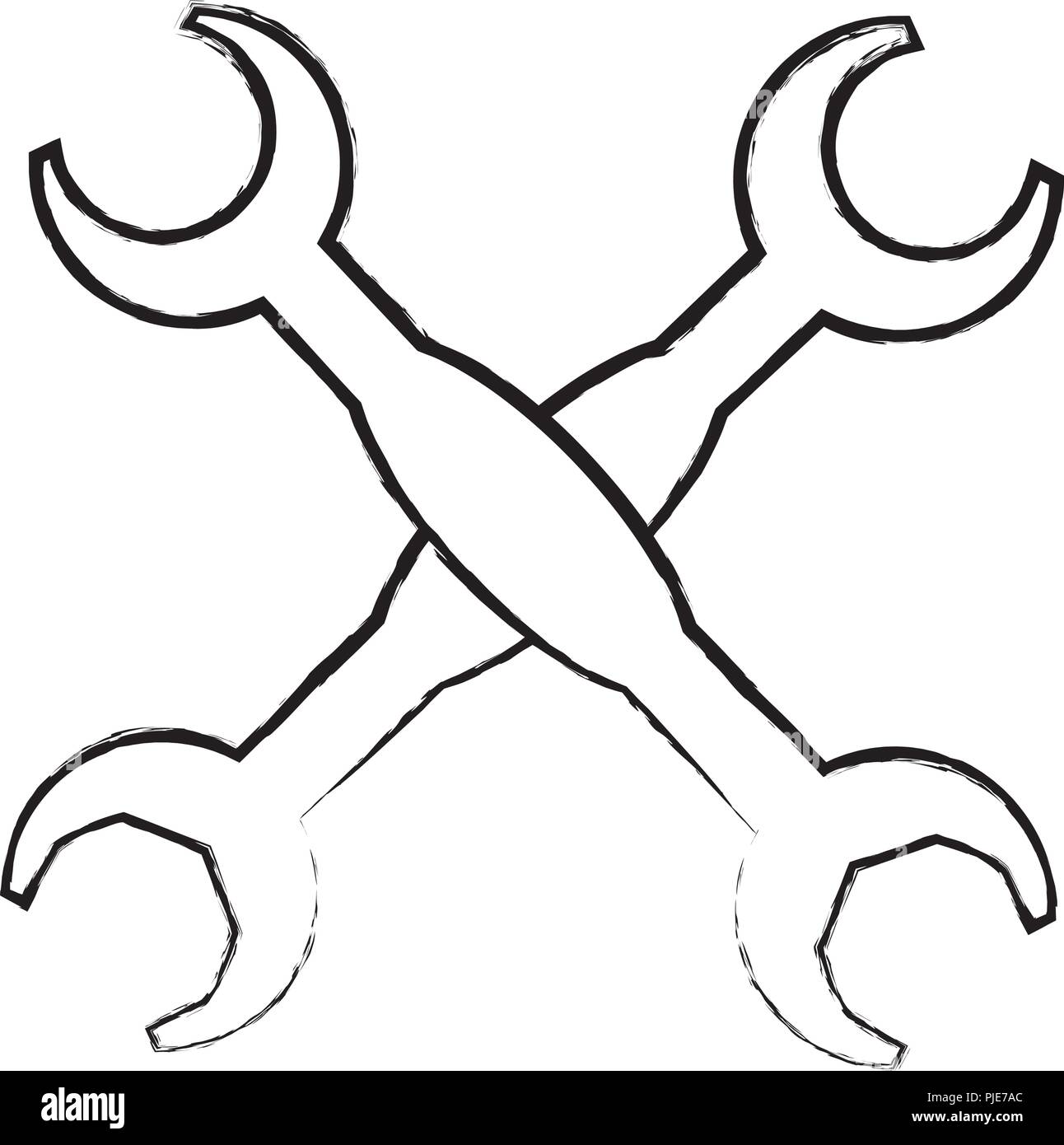 wrench tool crossed over white background, vector illustration Stock ...