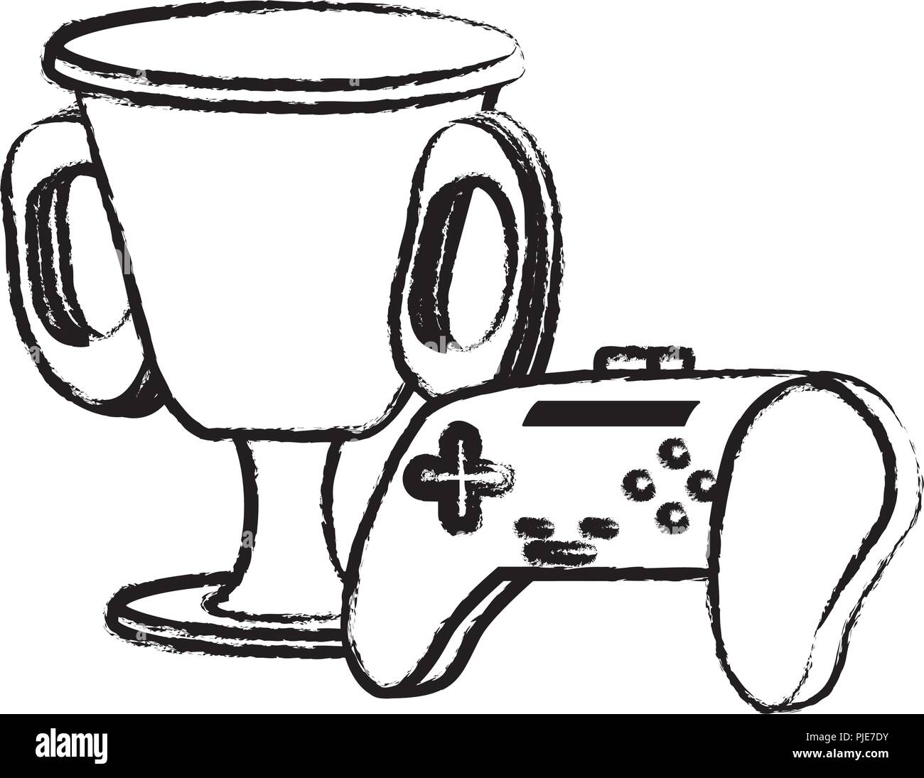 trophy and game controller icon over white background, vector ...