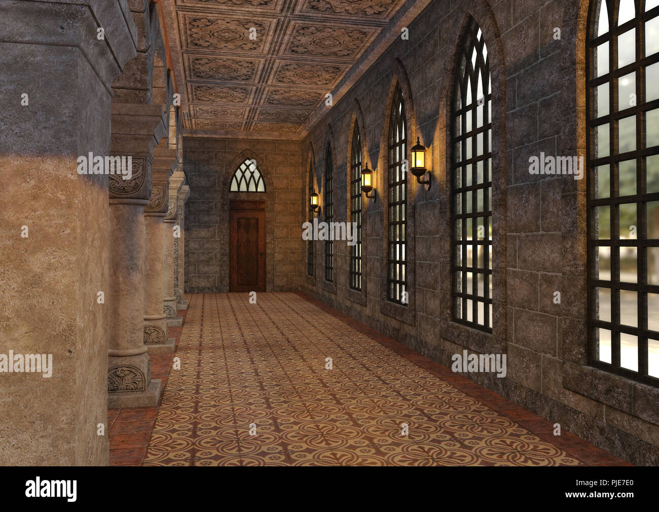 3D digital render of a fairy tale medieval castle inside Stock Photo ...