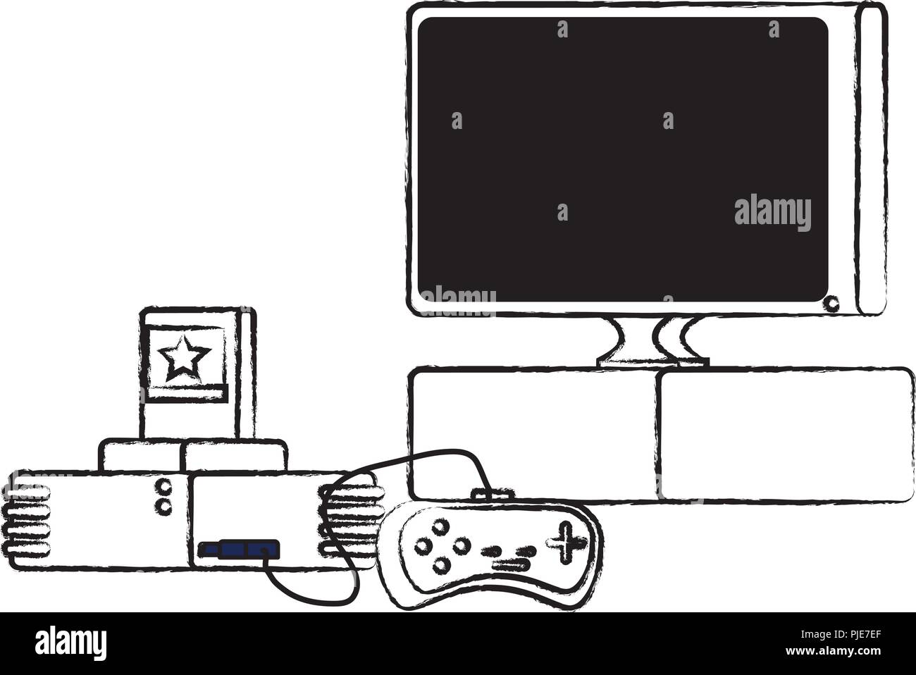 tv with game controller and console over white background, vector ...
