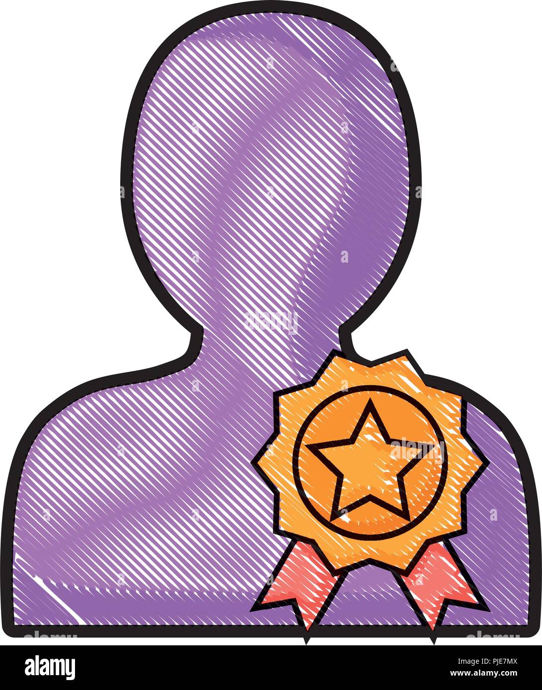 avatar man and medal icon over white background, vector illustration ...