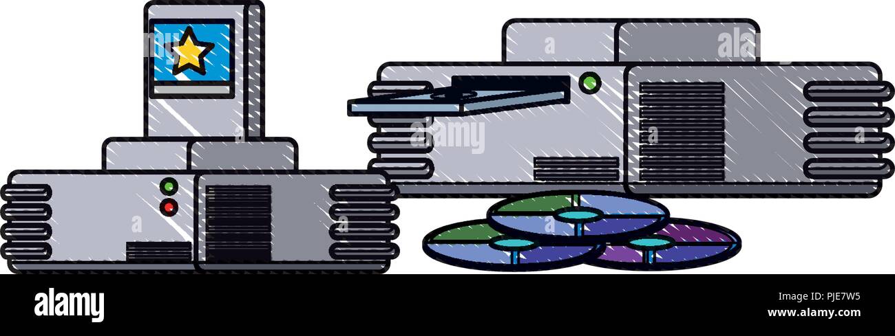 game consoles and cds icon over white background, vector illustration ...