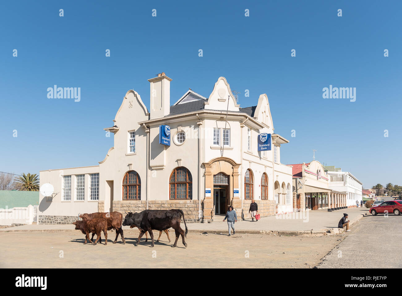 WINBURG, SOUTH AFRICA, JULY 30, 2018: A street scene with businesses ...