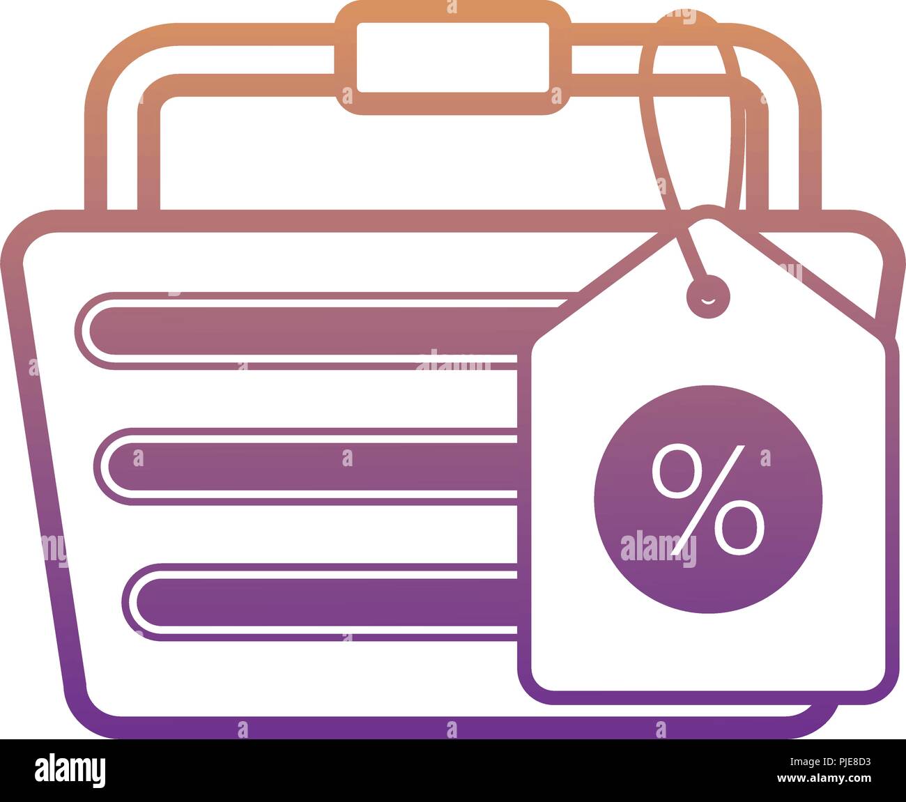 shopping basket and discount tag icon over white background, vector ...