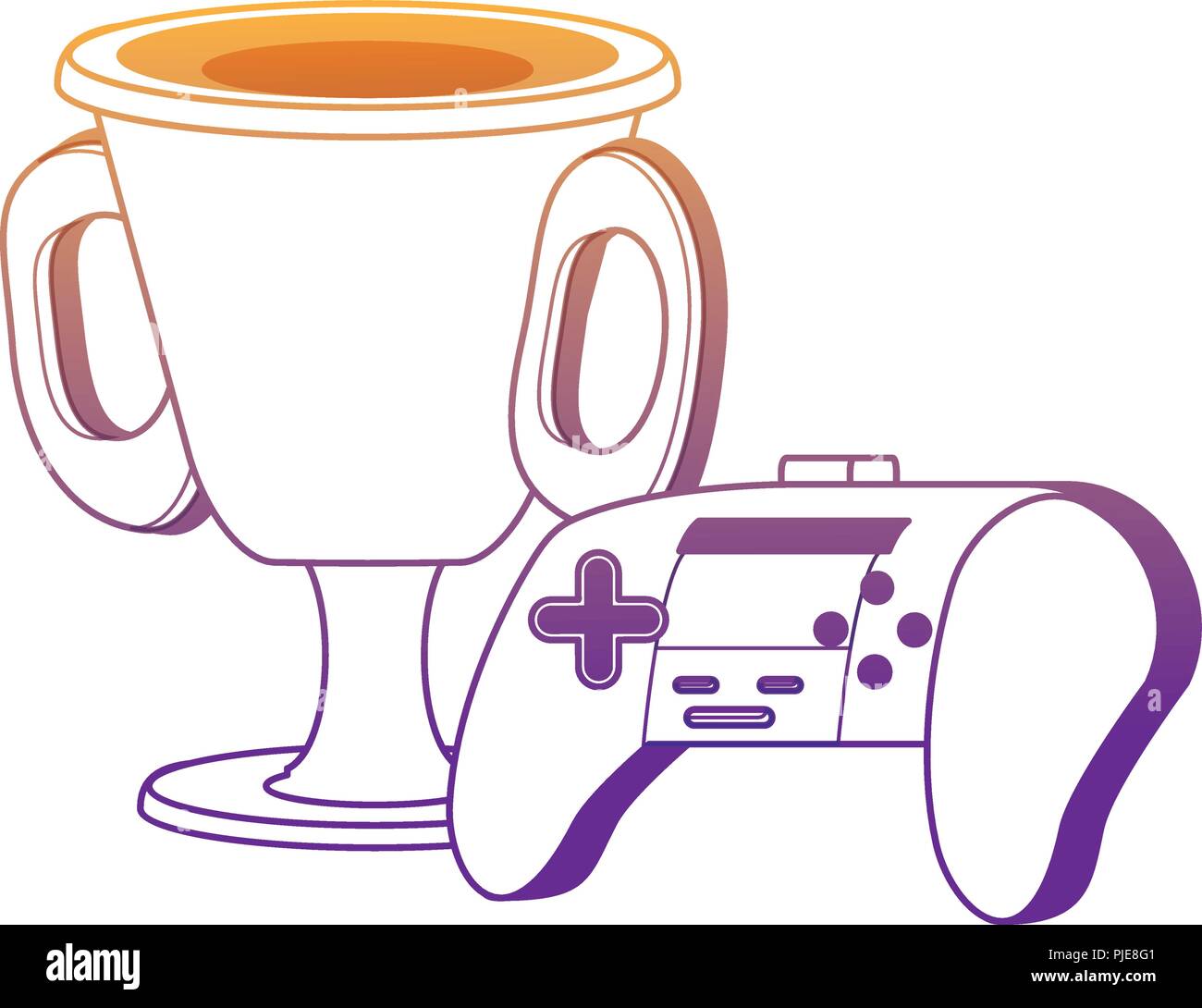 trophy and game controller icon over white background, vector ...