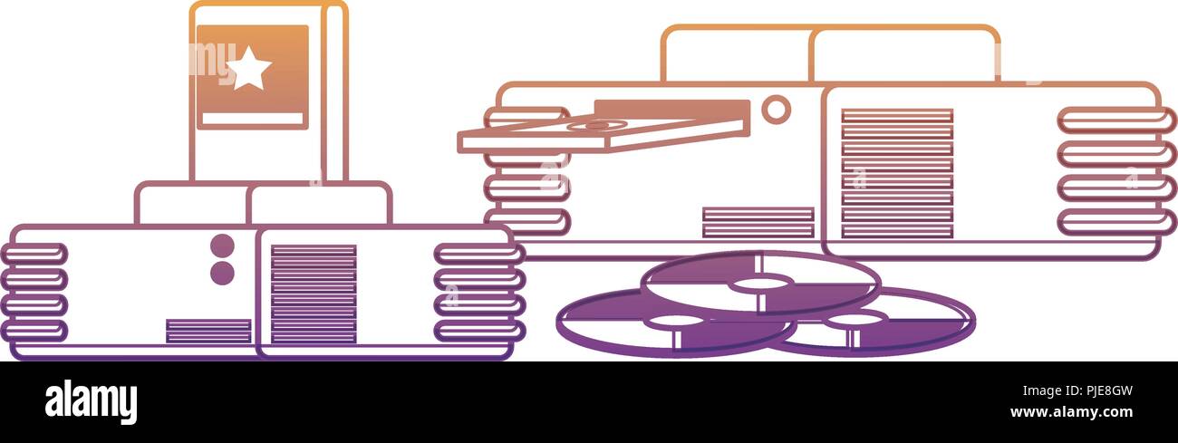 game consoles and cds icon over white background, vector illustration ...