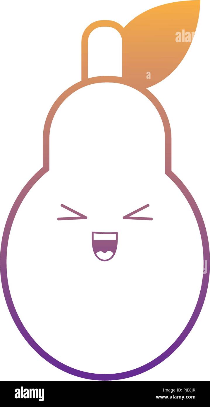 kawaii pear fruit over white background, vector illustration Stock ...