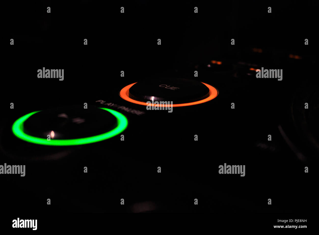 Green play and amber DJ cue trigger buttons on Professional DJ CD USB ...