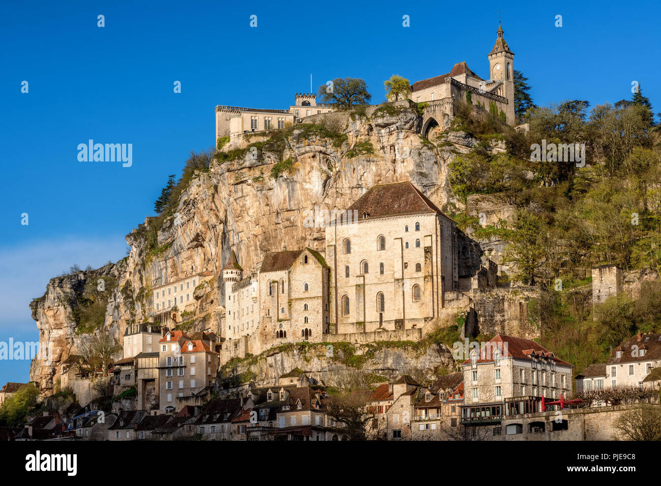 Rocamadour village, France, a beautiful medieval town a rock over a ...