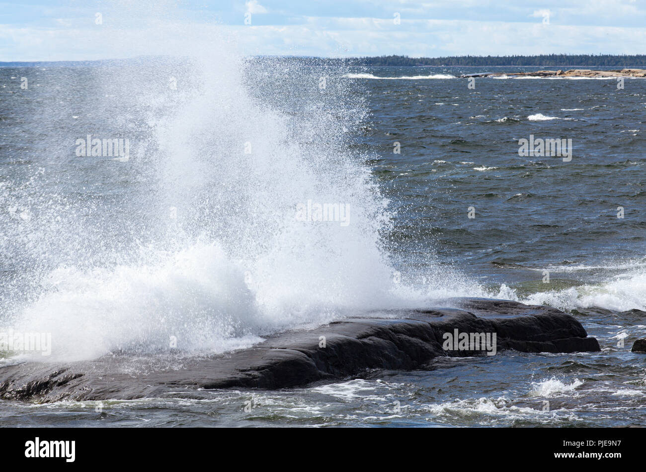 Powerful gale wind along the coastal area. Waves, breakers hit the ...