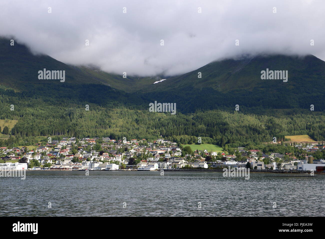 Sea view an looking at Orsta city in Norway, state More og Romsdal ...