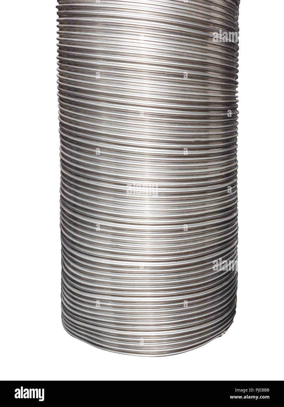 Corrugated striped metal tube. Isolated on white background Stock Photo ...