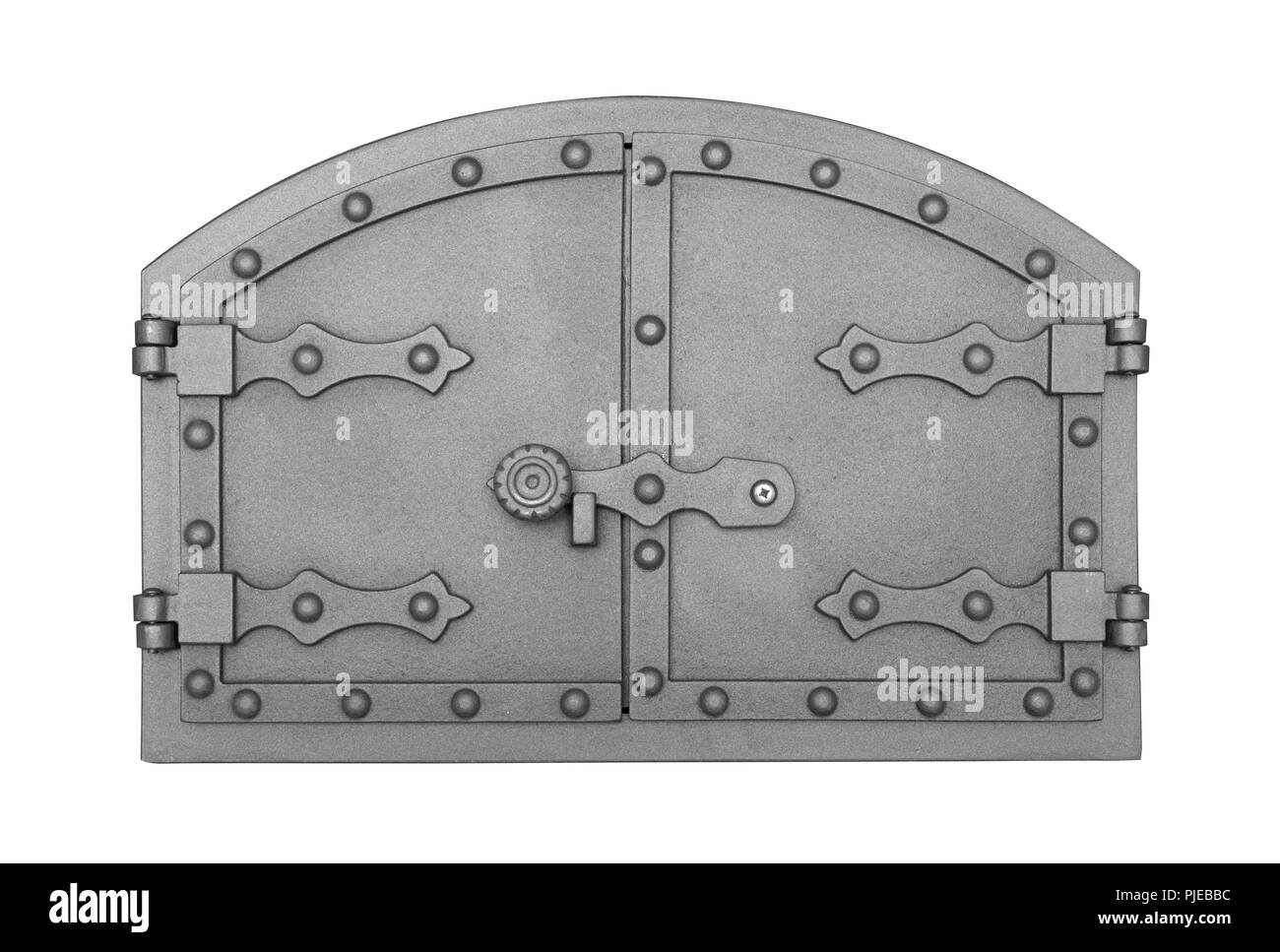 Closed steel furnace door. Isolated on white background Stock Photo - Alamy