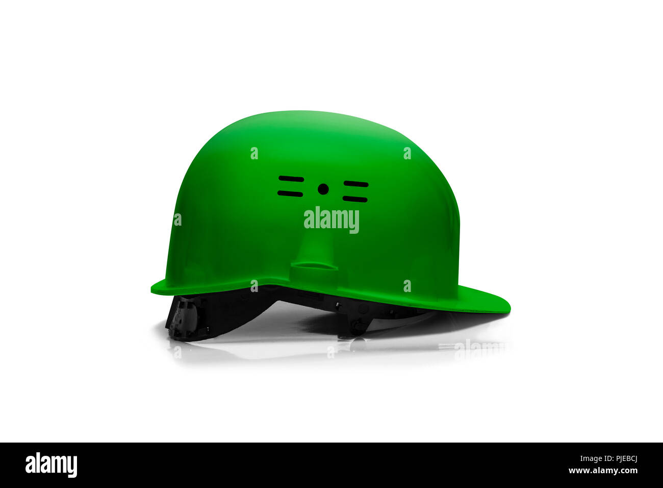 Green Plastic safety helmet isolated on white background Stock Photo ...