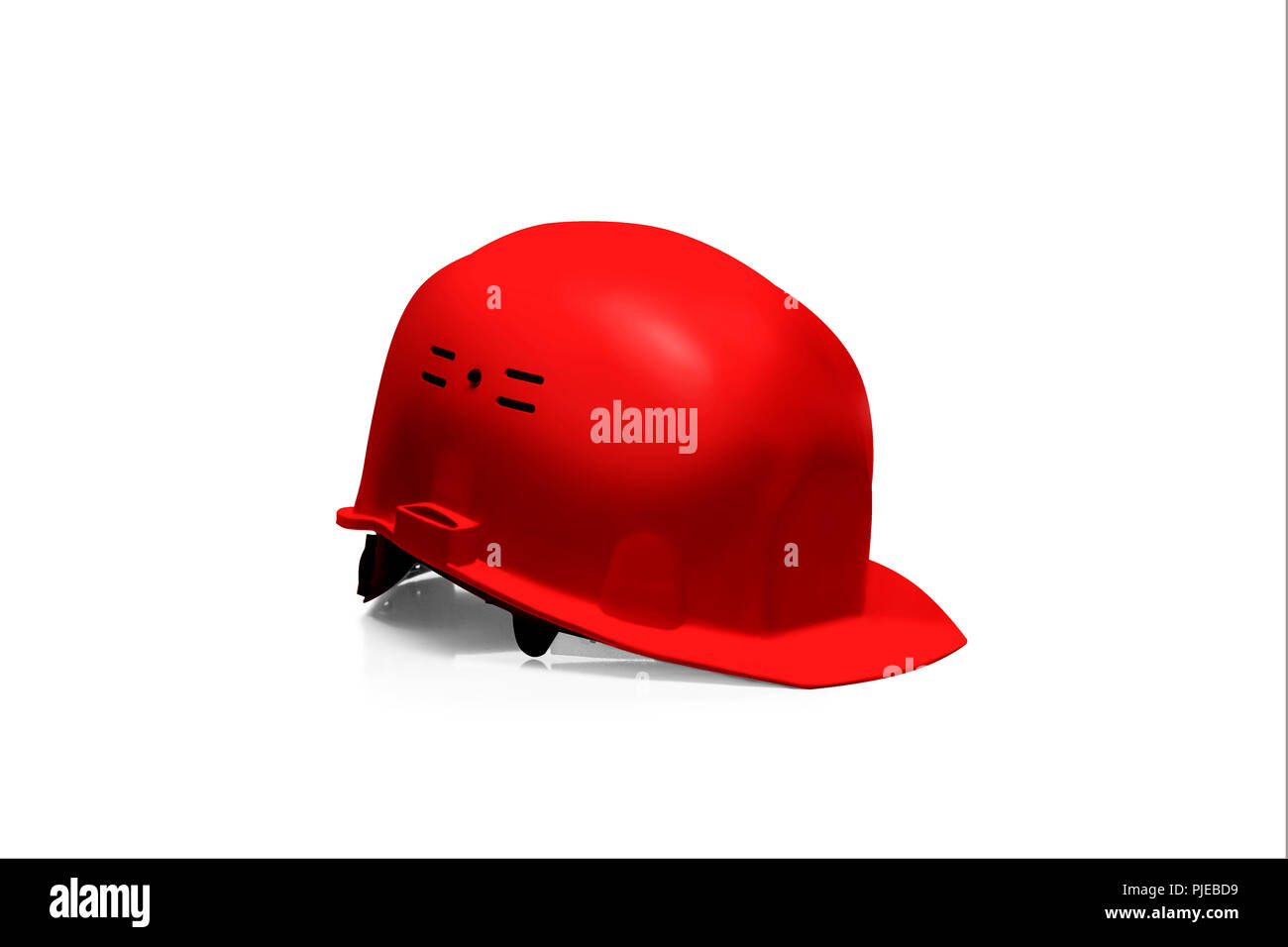 Red Plastic safety helmet isolated on white background Stock Photo - Alamy