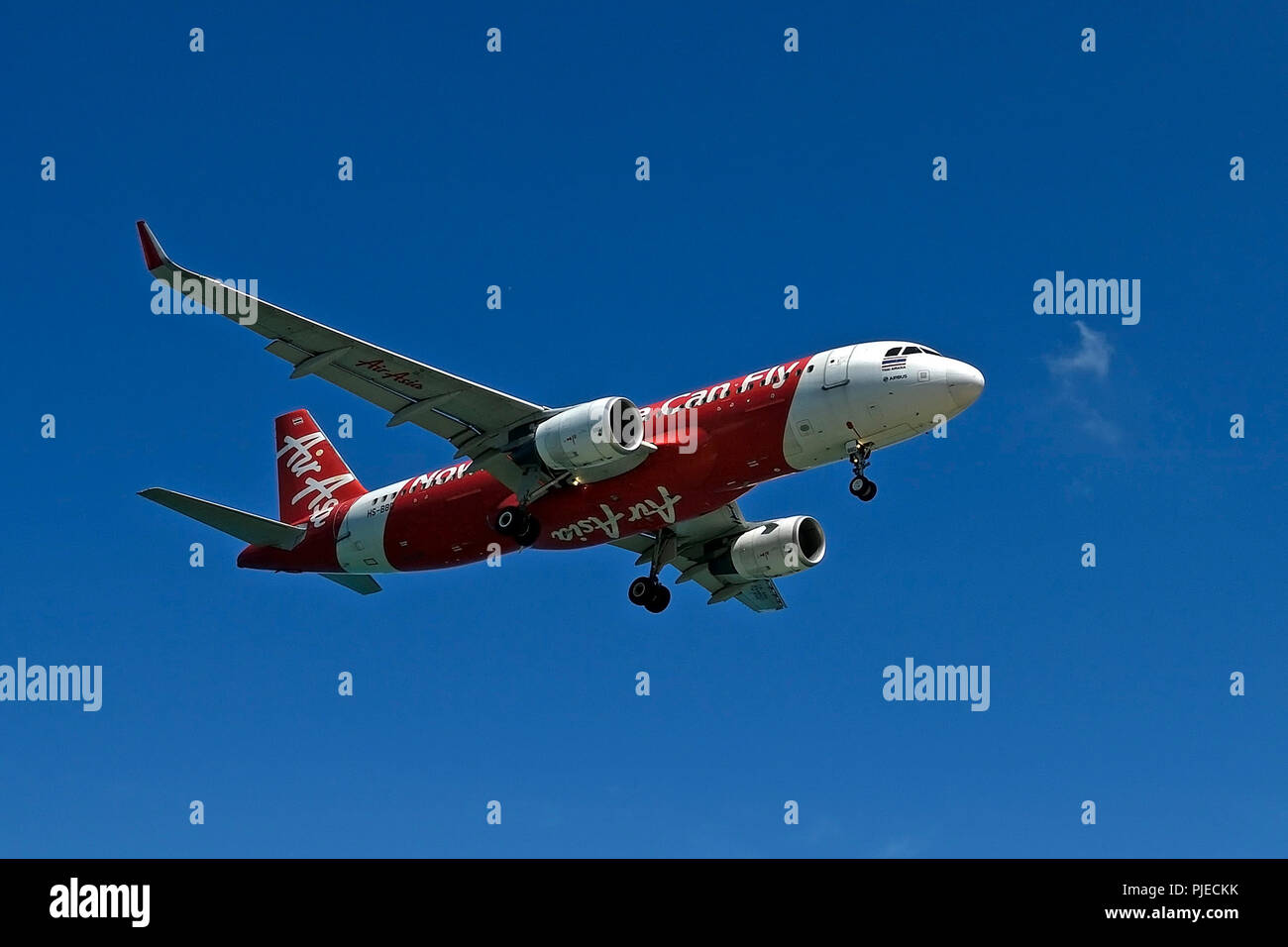 Airplane of the society air Asia in the land flight, May Kao Beach ...