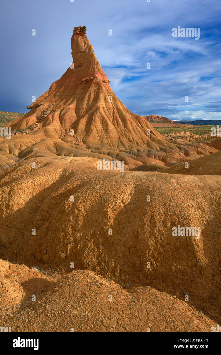 Typical rock formation, Bardenas Reales Natural Park, Spain Stock Photo ...
