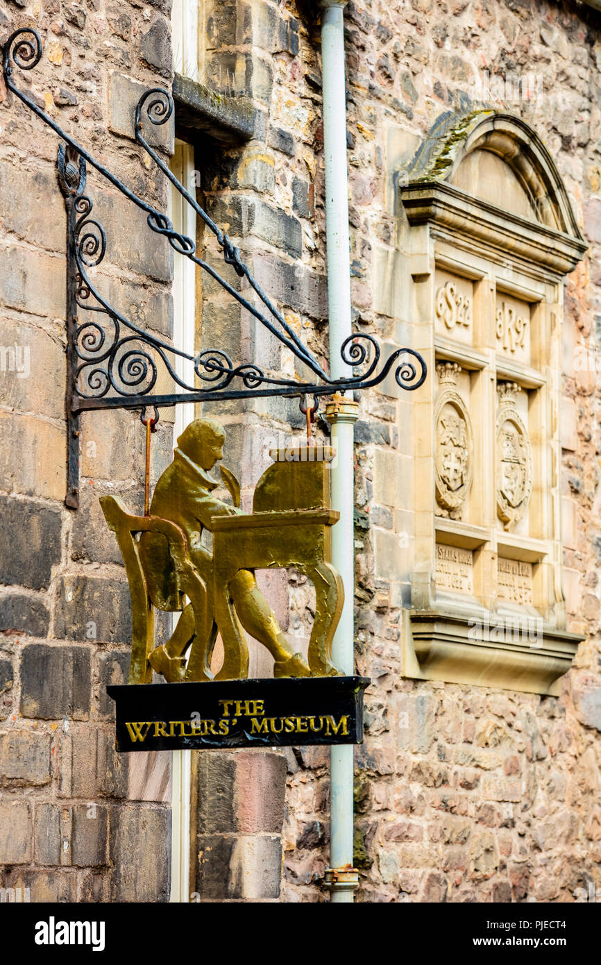 Writers' Museum exterior and signage at Edinburgh Royal Mile Stock ...