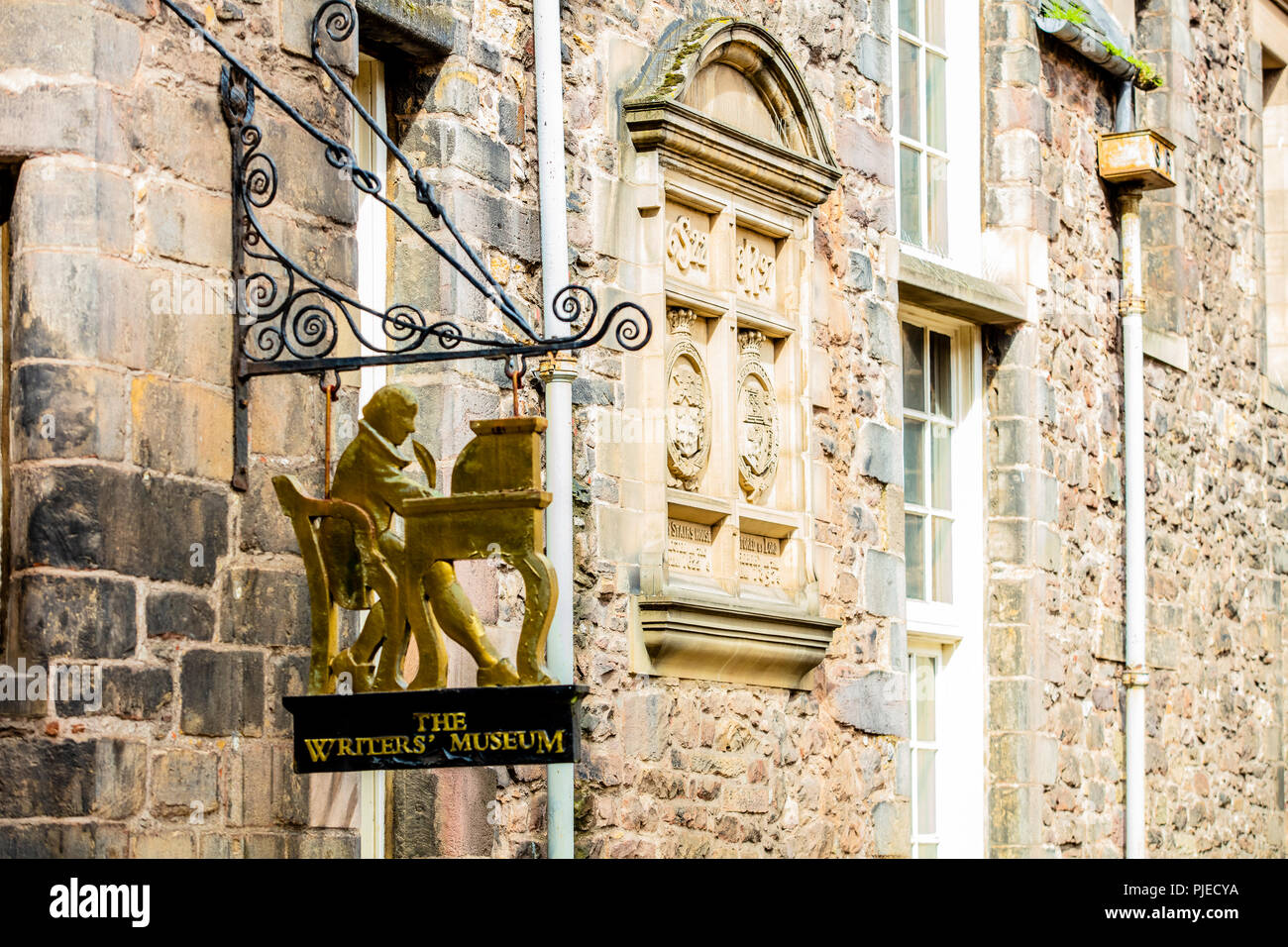 Writers' Museum exterior and signage at Edinburgh Royal Mile Stock ...