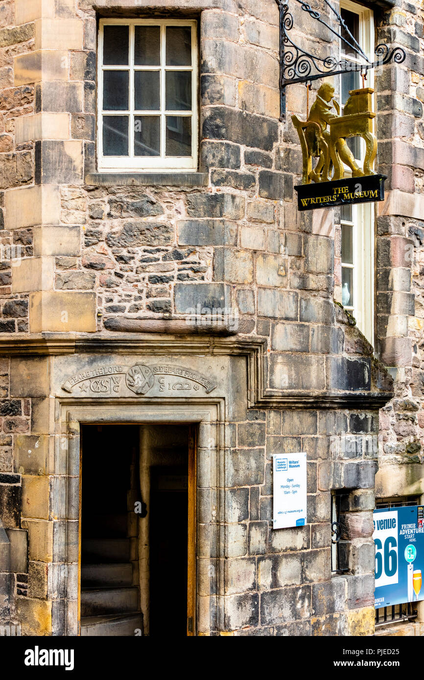 Writers' Museum exterior and signage at Edinburgh Royal Mile Stock ...
